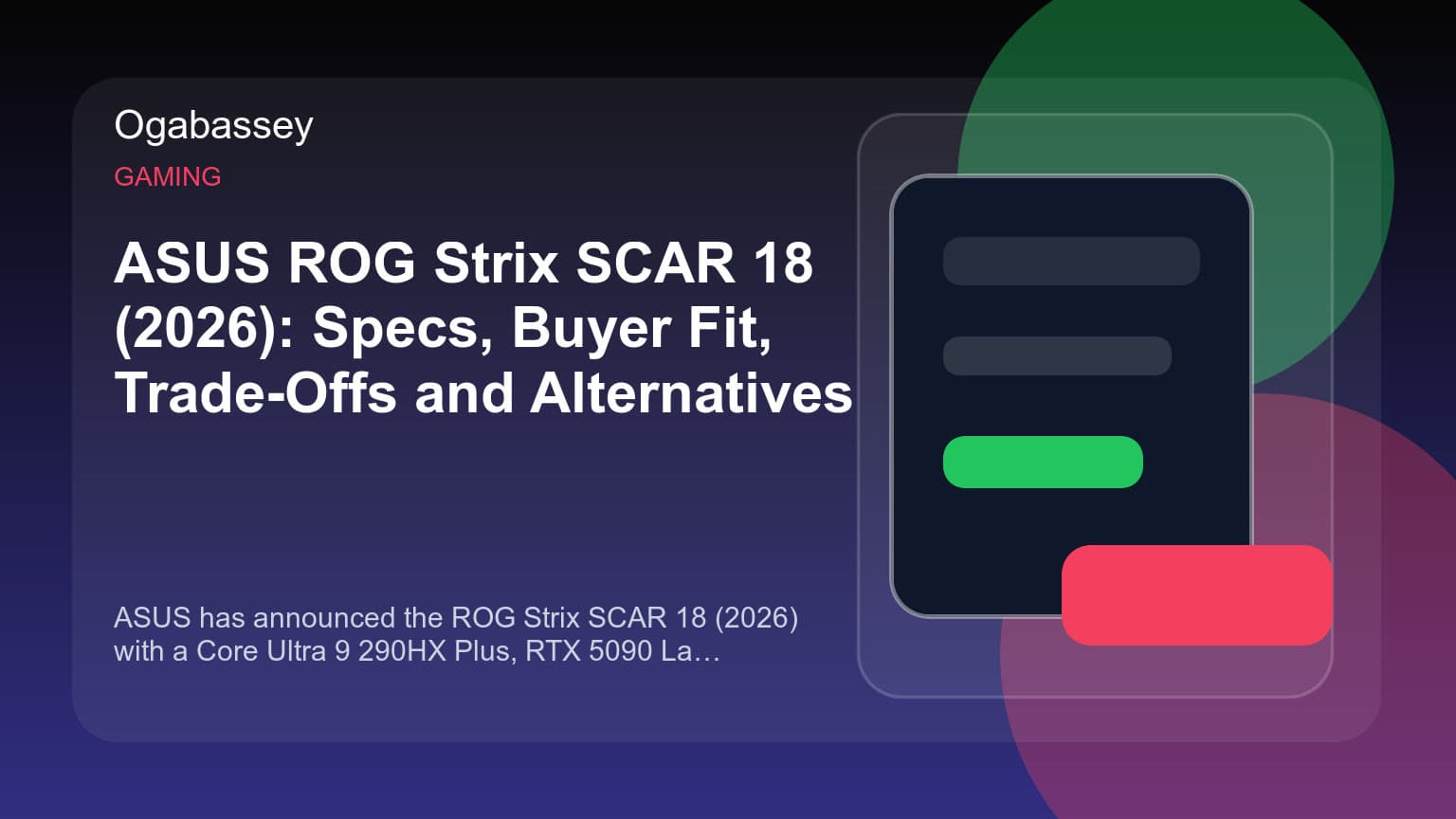 ASUS ROG Strix SCAR 18 (2026): Specs, Price Context & Buyer Guide ...
